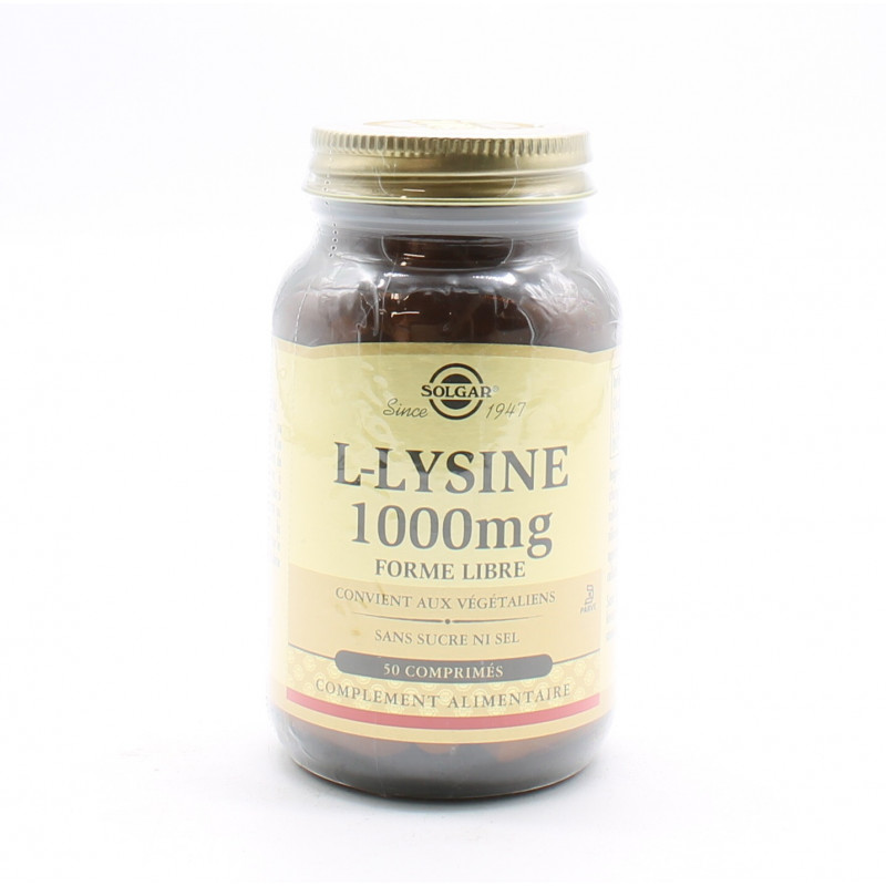 Solgar L-Lysine 1000mg 50 comprimés | Univers Pharmacie