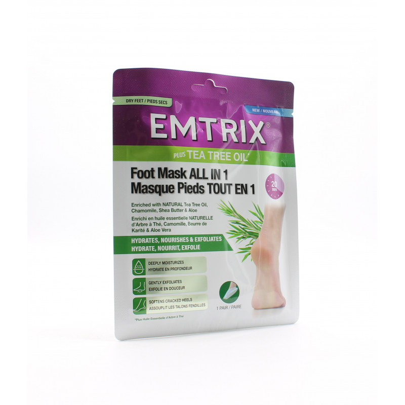 Emtrix Plus Tea Tree Oil Masque Pieds Tout en 1|Univers Pharmacie