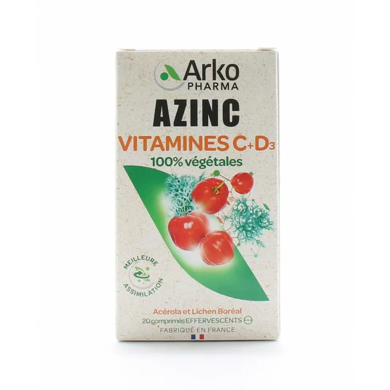 Arkopharma Azinc Vitamines C + D 100% végétales 20 comprimés ...
