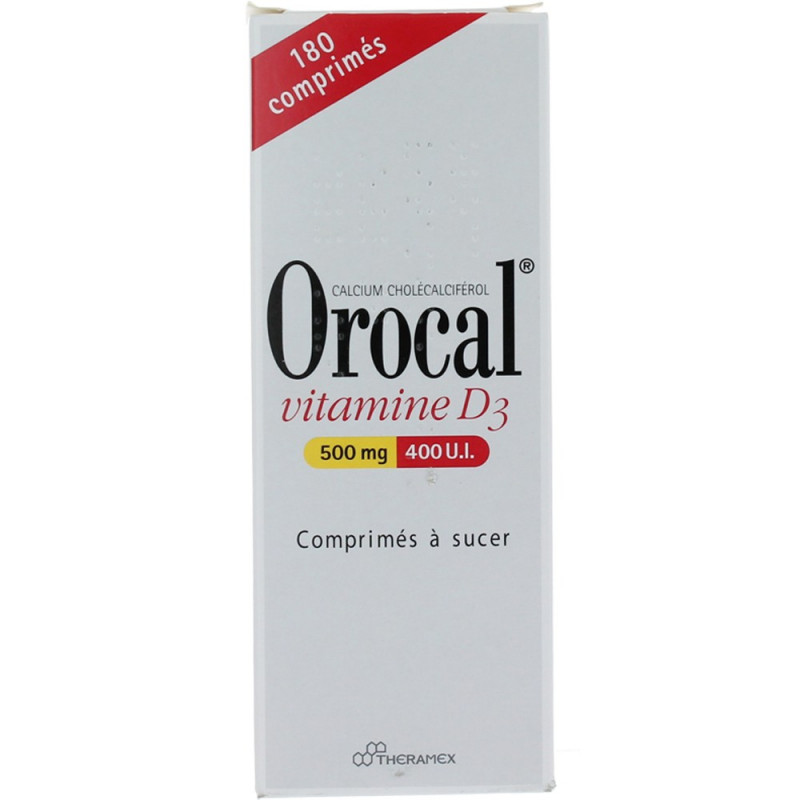 Orocal Vitamine D3 500 mg/400 UI 180 comprimés|Univers Pharmacie