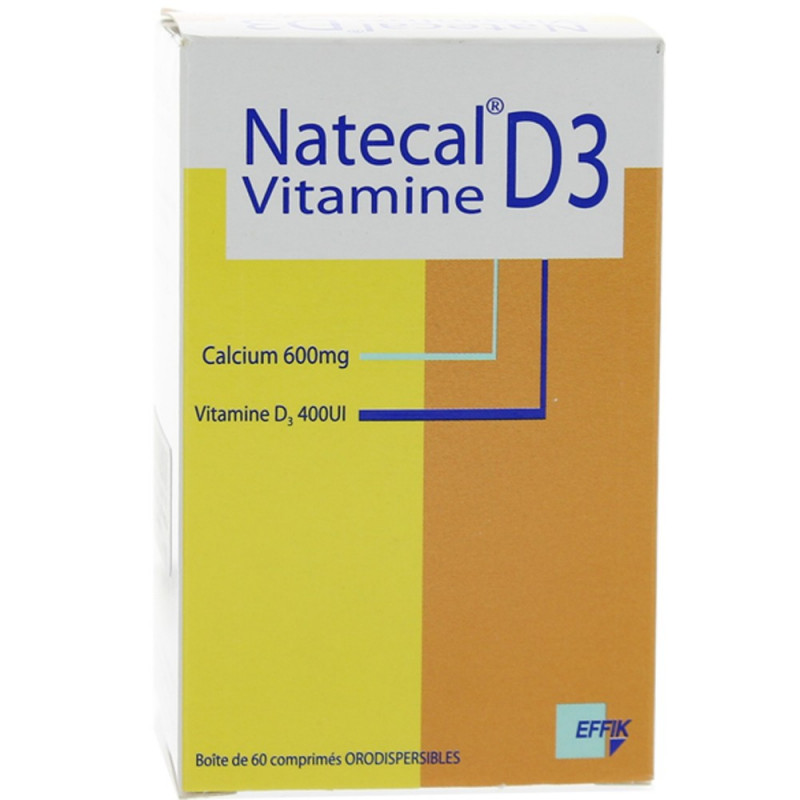 Natecal Vitamine D3 600 mg/400 UI 60 comprimés|Univers Pharmacie