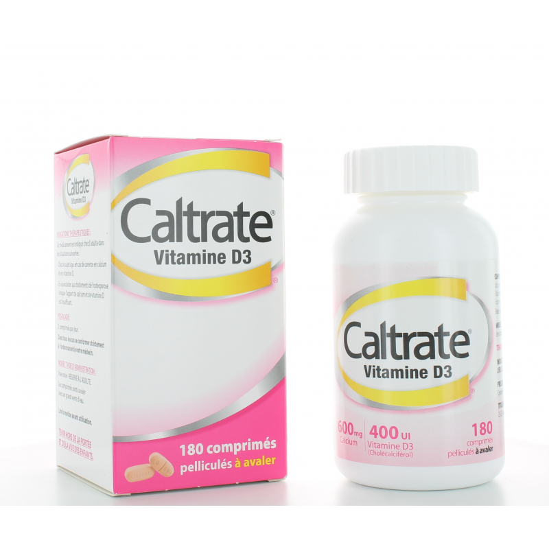 Caltrate Vitamine D3 600 mg/400 UI 180 comprimés|Univers Pharmacie